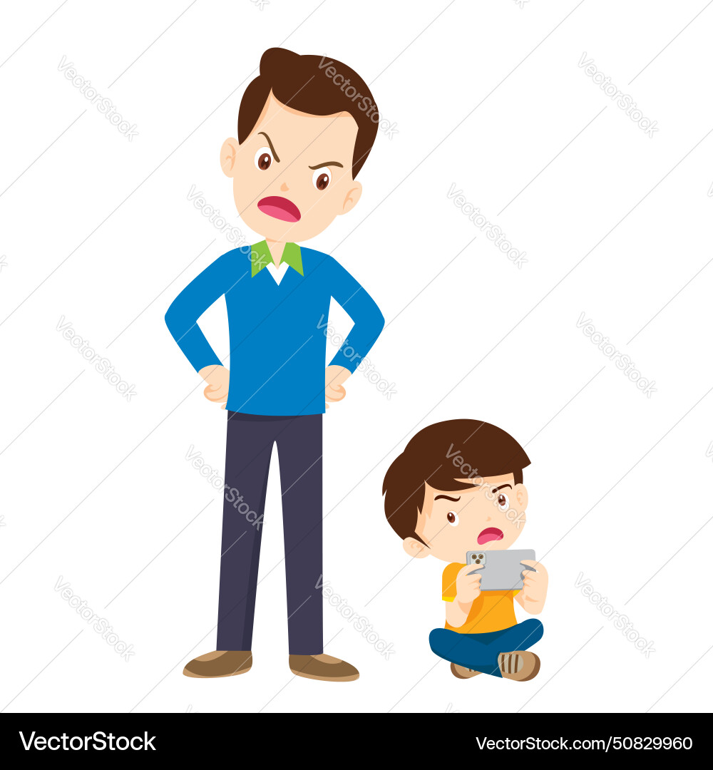 Parent angry to kid addicted phone Royalty Free Vector Image