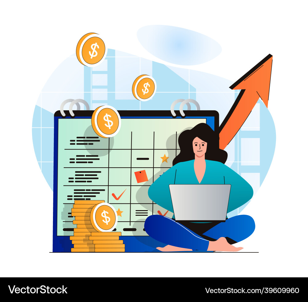 Planning financial budget concept in modern flat Vector Image