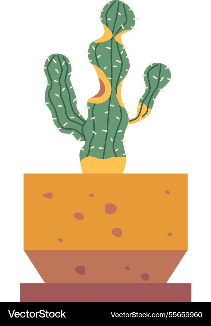 Sick cactus in pot Royalty Free Vector Image - VectorStock