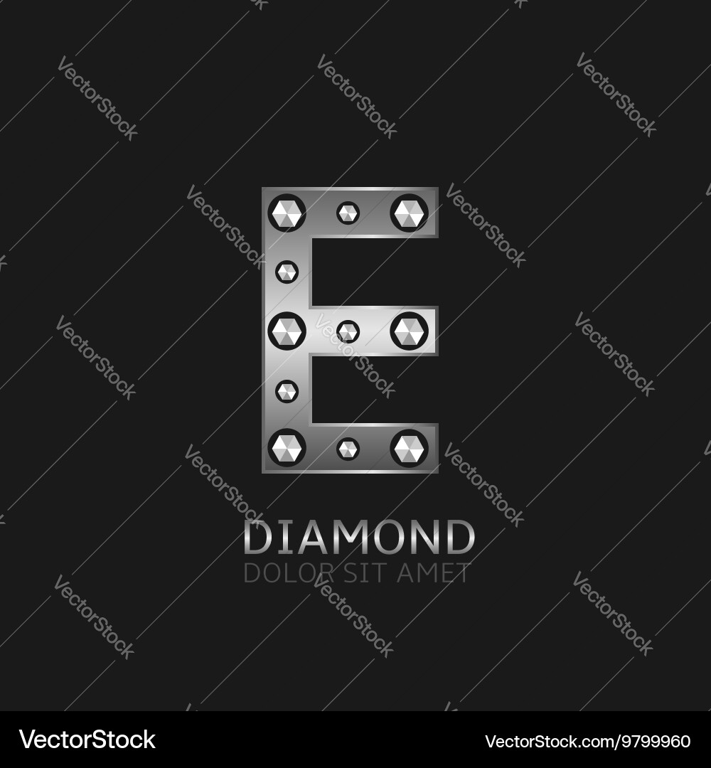 Silver e letter Royalty Free Vector Image - VectorStock