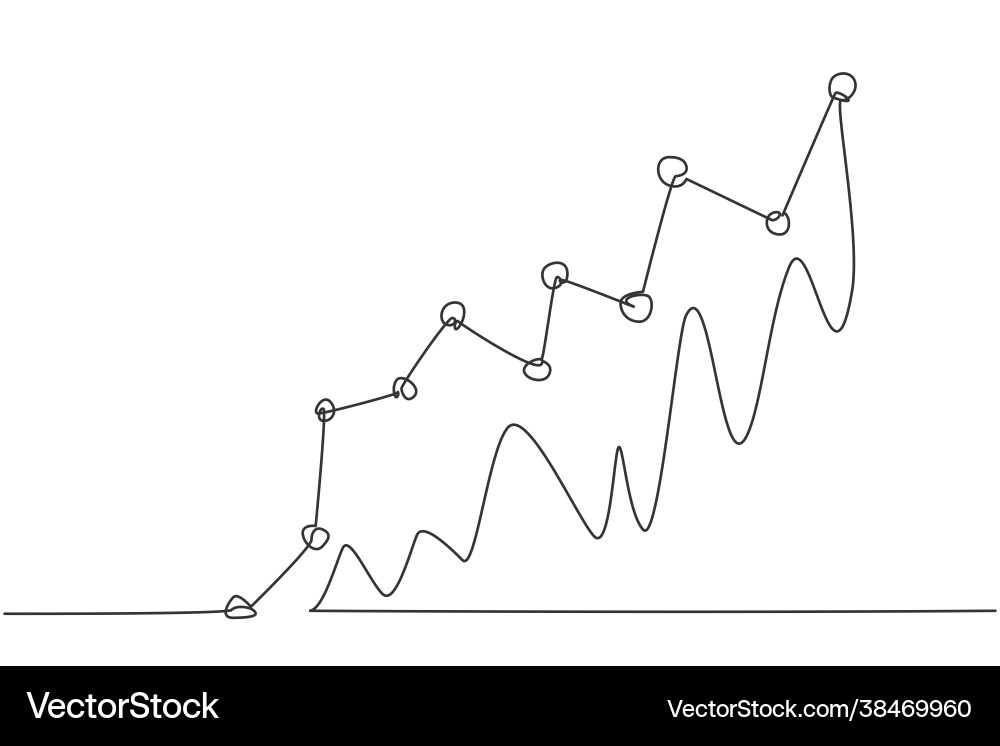 Single one line drawing successful increasing Vector Image