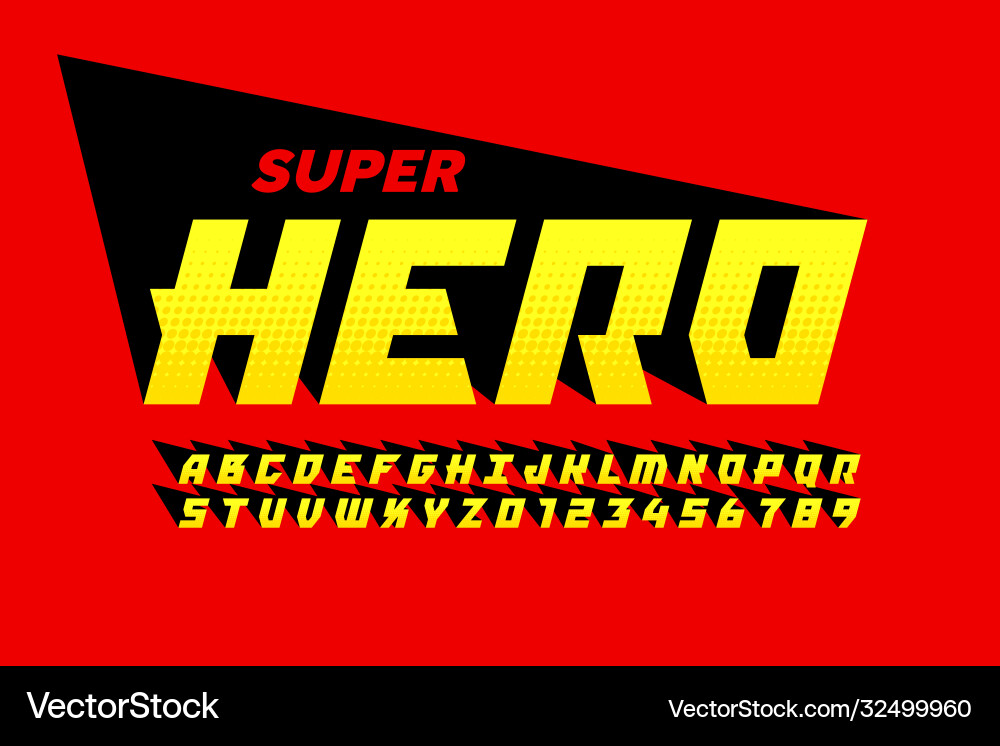 Superhero comics style font Royalty Free Vector Image