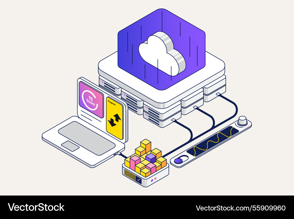 Trendy isometric of cloud data Royalty Free Vector Image