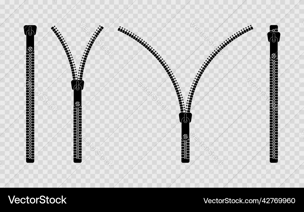 Zipper zip icon and fastener for bag Royalty Free Vector