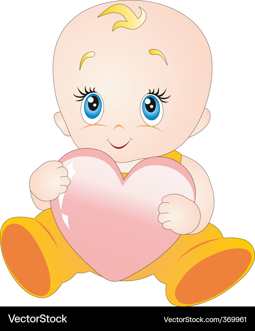 Baby with heart Royalty Free Vector Image - VectorStock