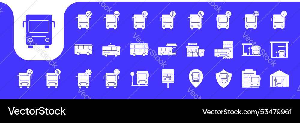 Bus transportation flat modern icon set Royalty Free Vector
