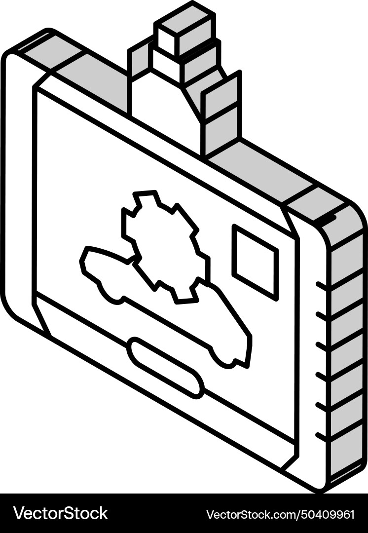 Diagnostic computer car mechanic isometric icon Vector Image