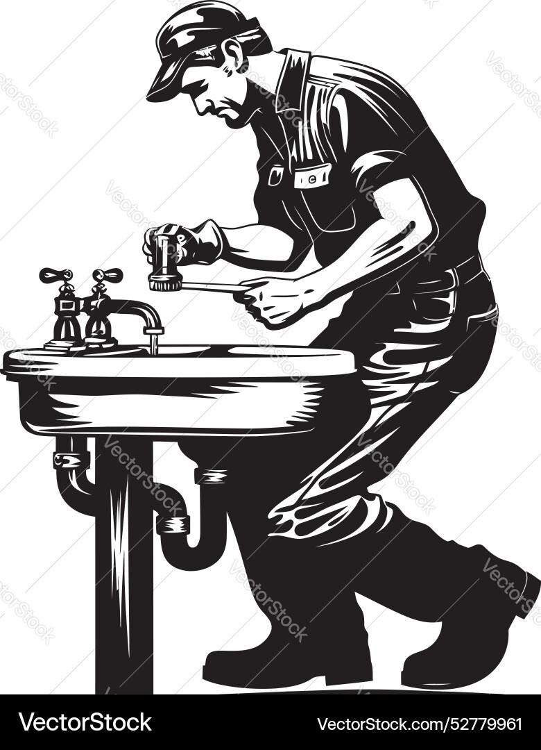 Drip doctor professional worker repairs emblem Vector Image