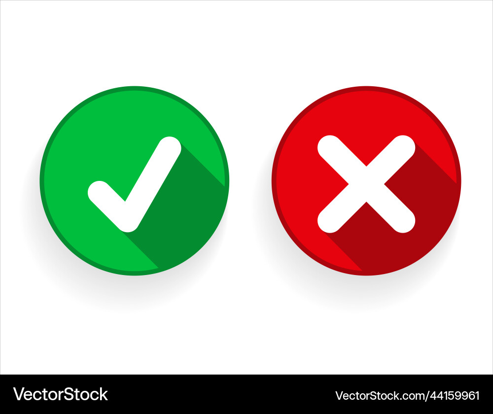 Green check mark and red cross icon set 03 Vector Image