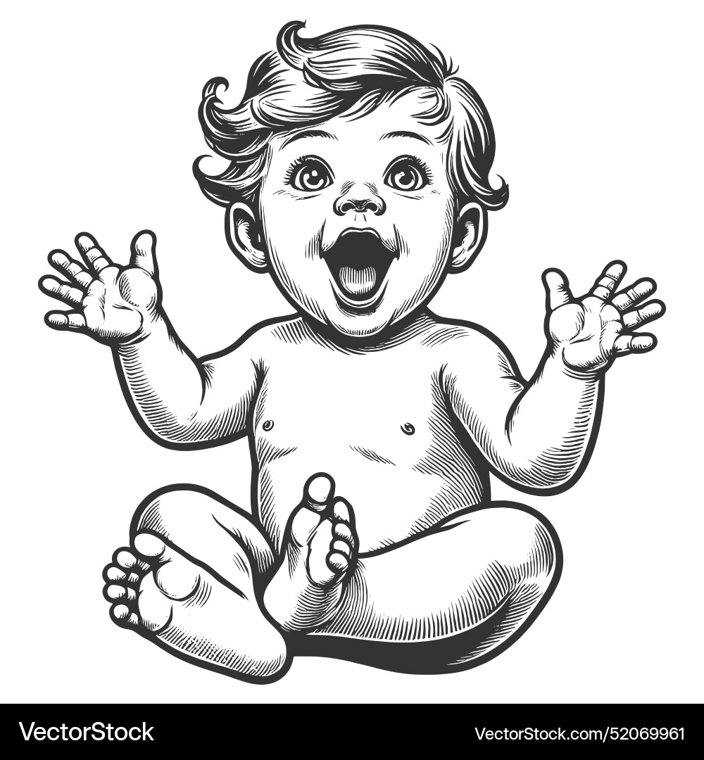 Happy baby sitting with open arms Royalty Free Vector Image