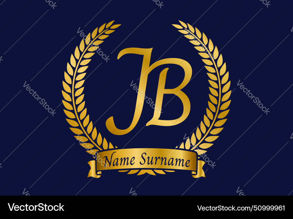 Initial letter j and b jb monogram logo design Vector Image