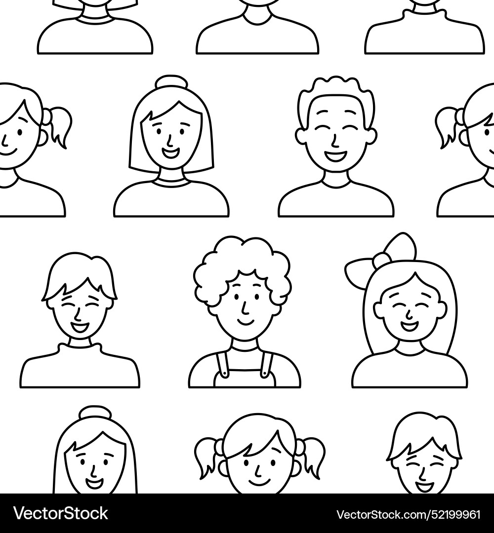 Kids different user profile coloring page Vector Image