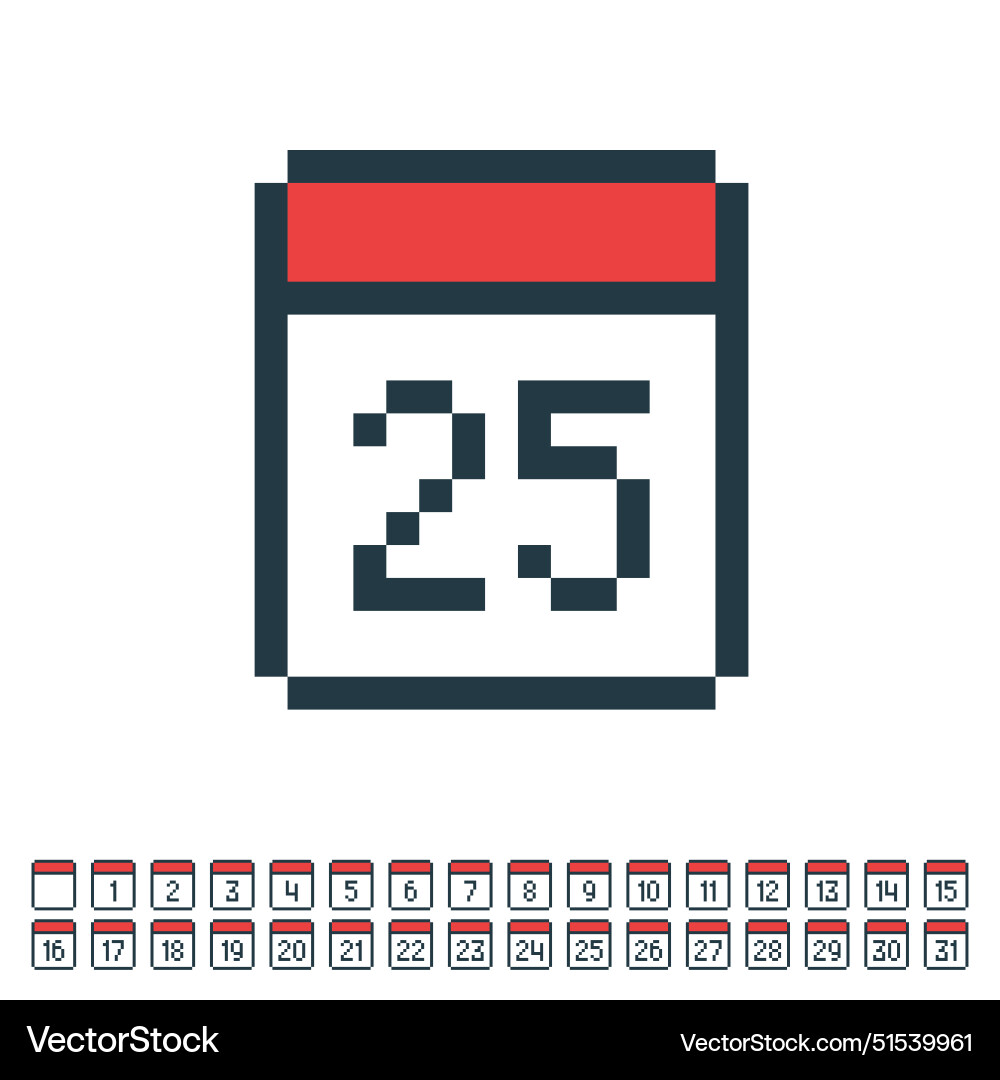 Pixel calendar icon with data Royalty Free Vector Image