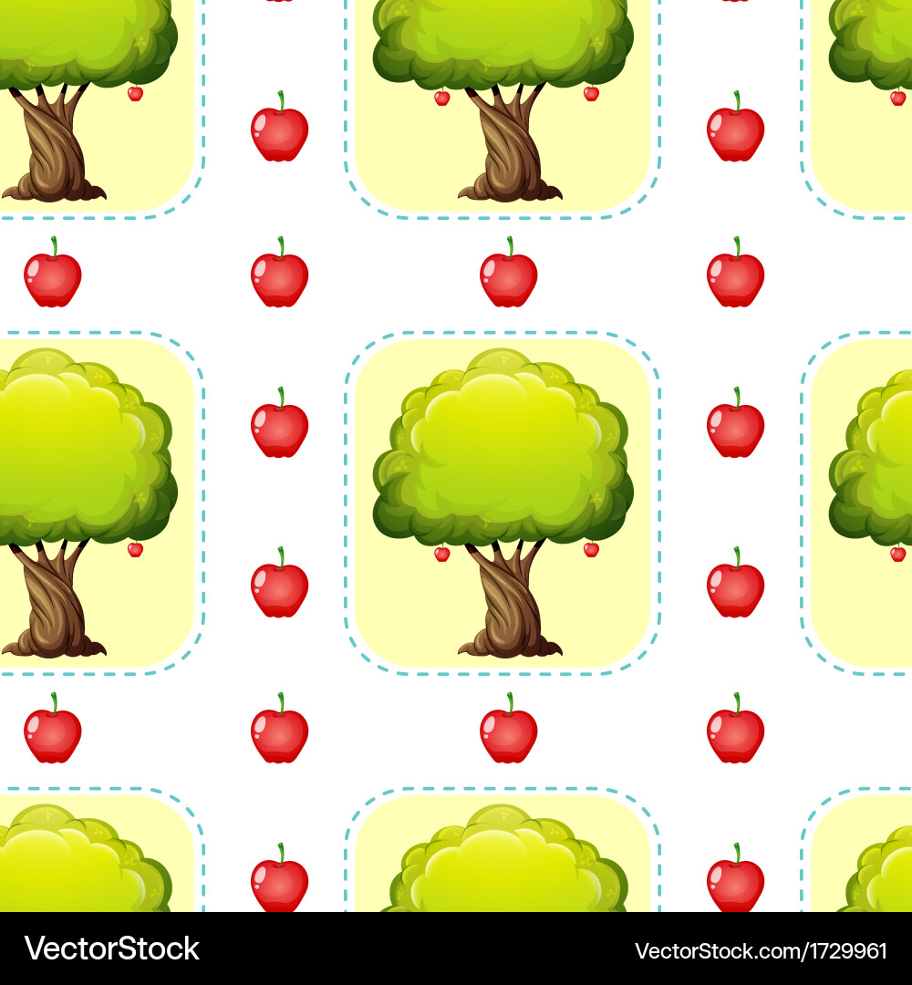 Seamless design with apples and trees Royalty Free Vector