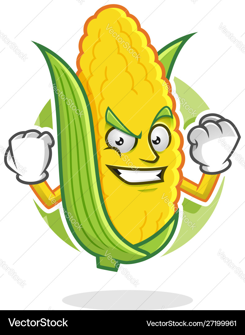 Strong corn mascot character cartoon Royalty Free Vector