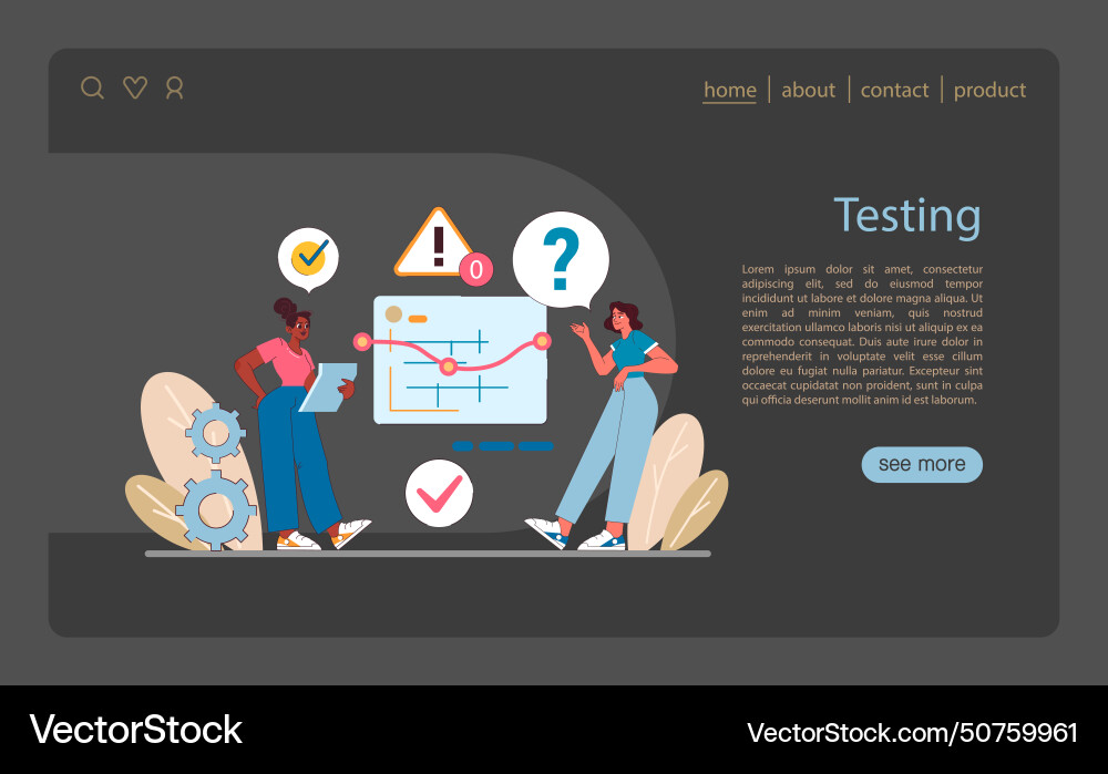 Testing stage in it project management highlights Vector Image