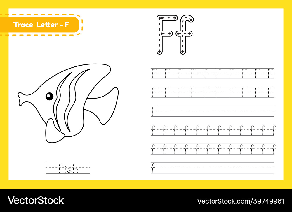 Trace letter f uppercase and lowercase alphabet Vector Image