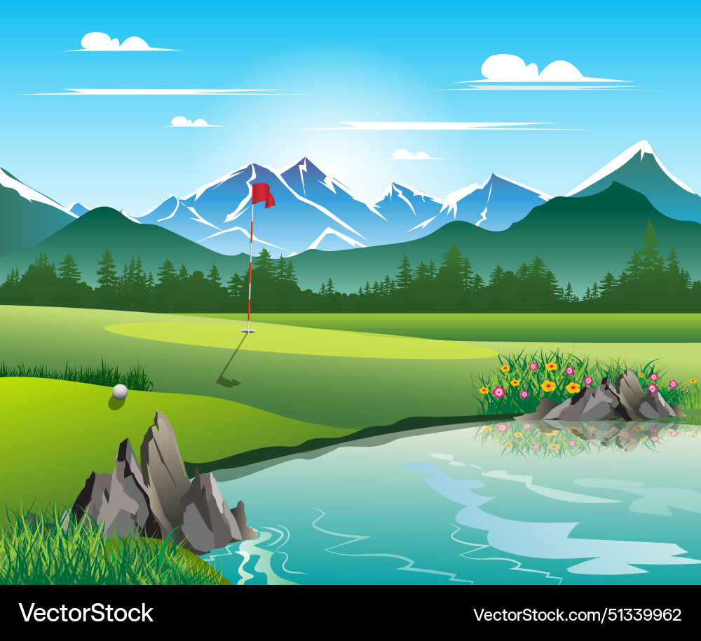 Golf course landscape Royalty Free Vector Image