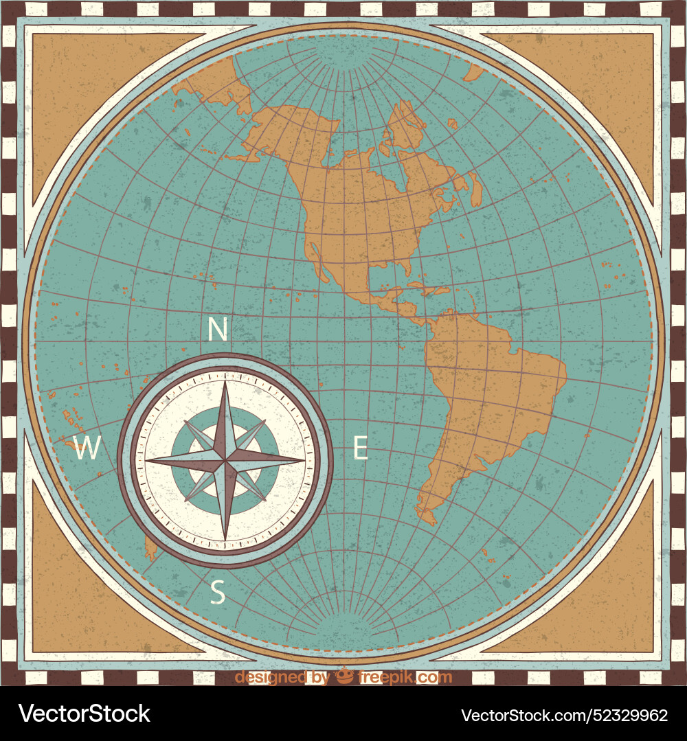 Hand drawn map compass background Royalty Free Vector Image