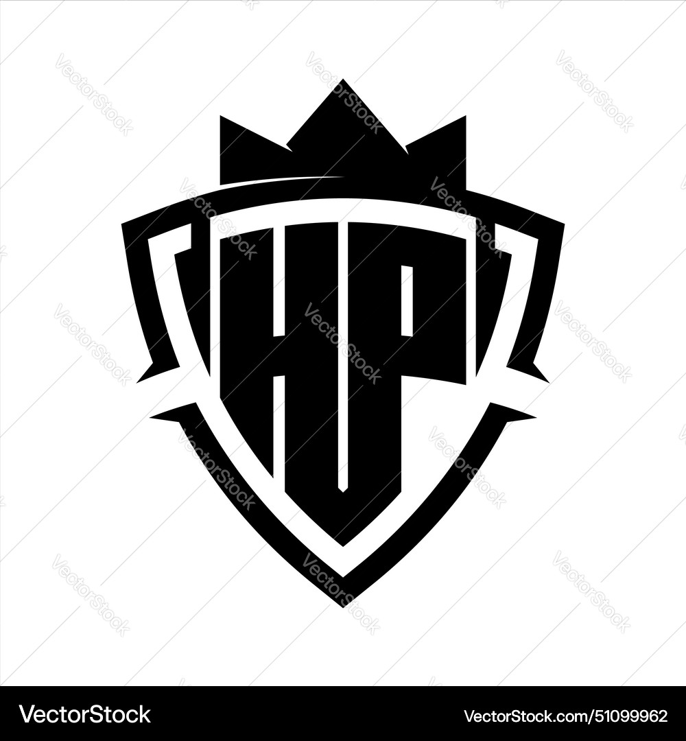 Hp letter bold monogram triangle curve shield Vector Image