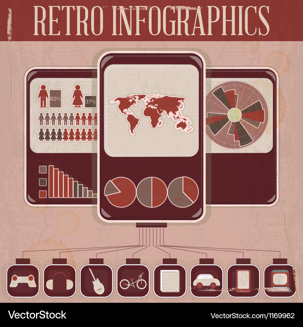 Retro infographic phone design Royalty Free Vector Image