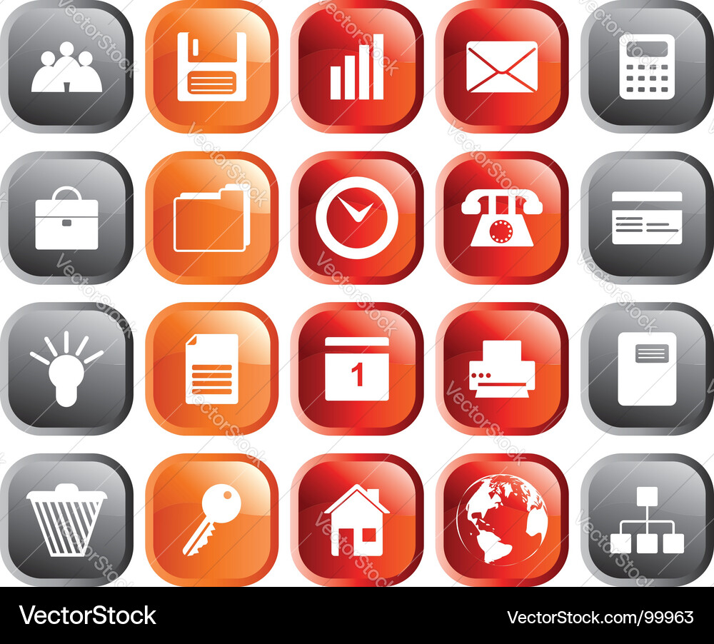 Business and office icons set Royalty Free Vector Image