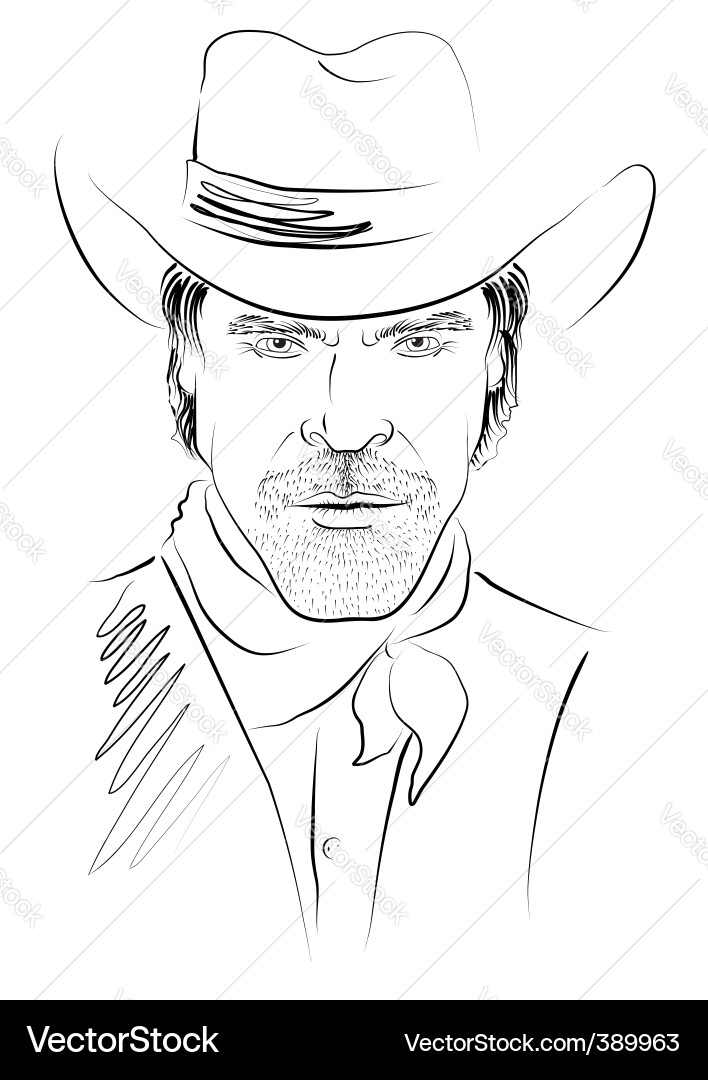 Cowboy face Royalty Free Vector Image - VectorStock