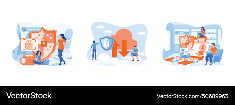 Data protection man holding security shield Vector Image