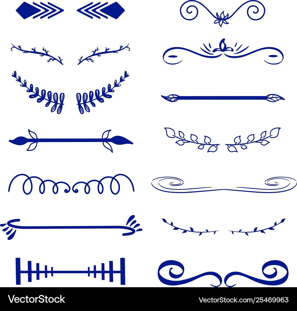 Dividers blue decorative elements corner design Vector Image