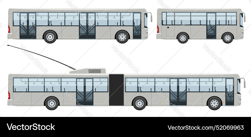 Isolated city buses template side view Royalty Free Vector
