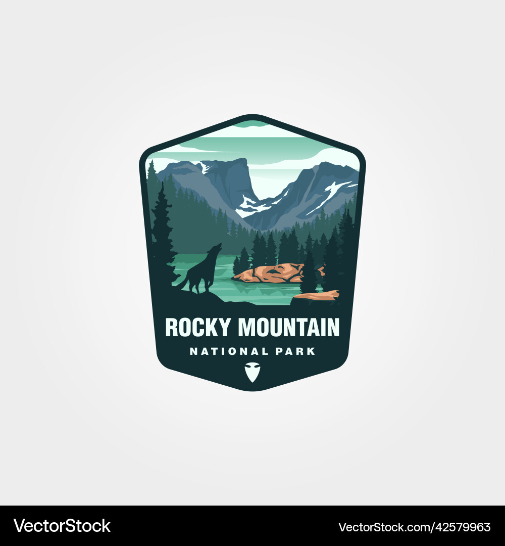 Rocky mountain logo patch symbol design us Vector Image