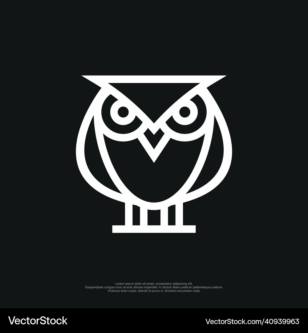 Simple black and white owl logo Royalty Free Vector Image