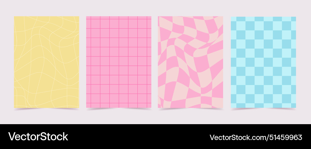 Y2k retro background set colourful geometric wavy Vector Image