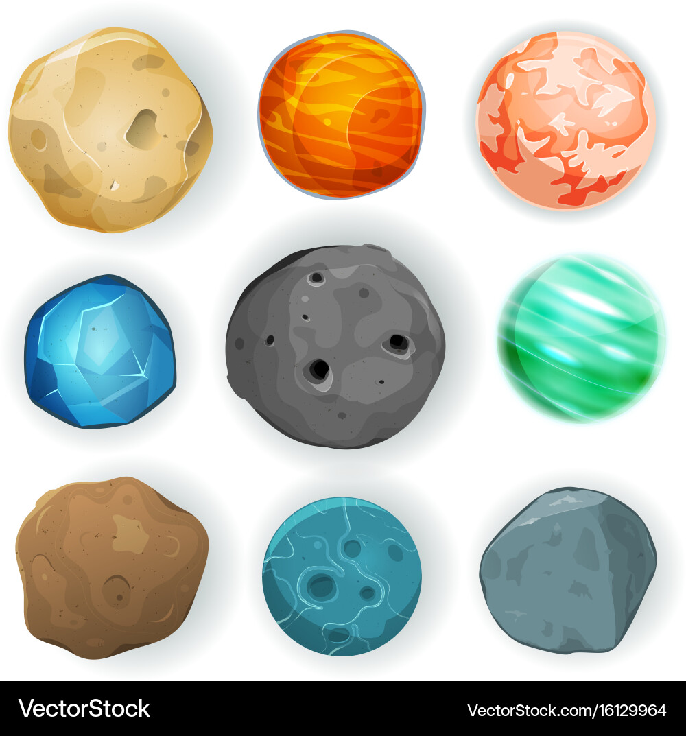 Comic planets set Royalty Free Vector Image - VectorStock