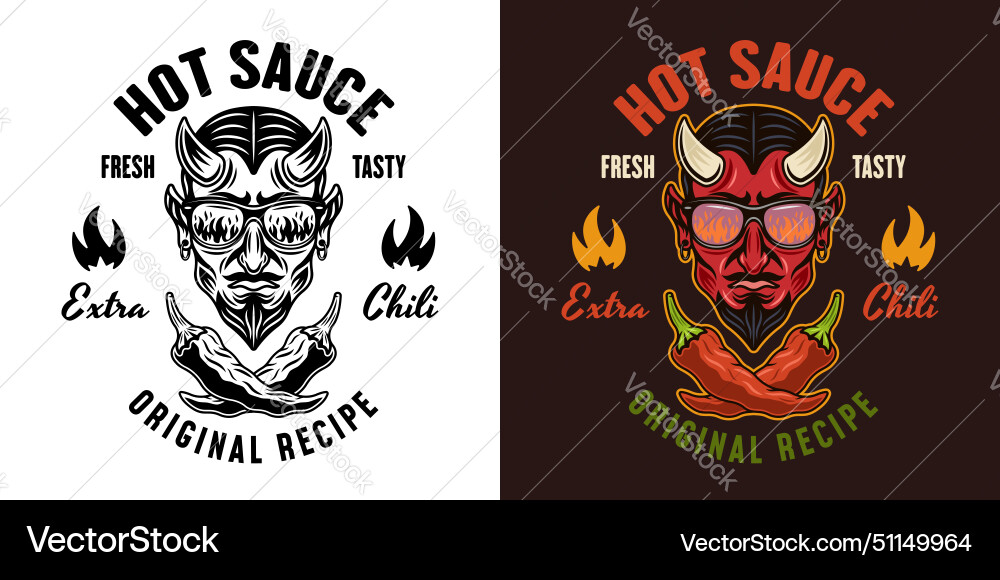 Fiery Devil Hot Sauce Label Royalty Free Vector Image