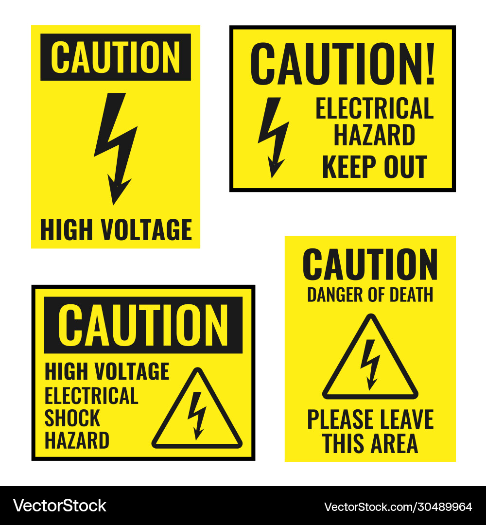 High voltage sign set danger electricity icons Vector Image