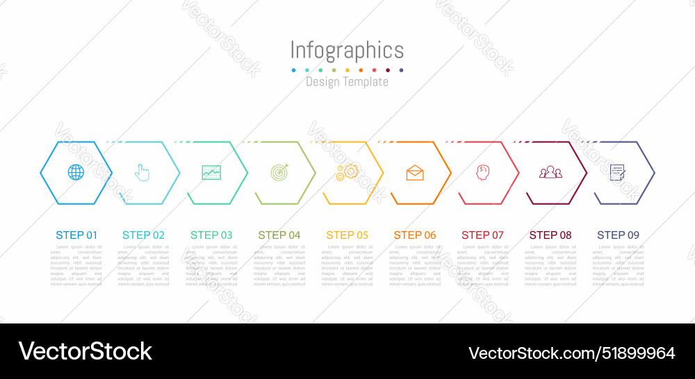 Infographic 9 options design elements Royalty Free Vector