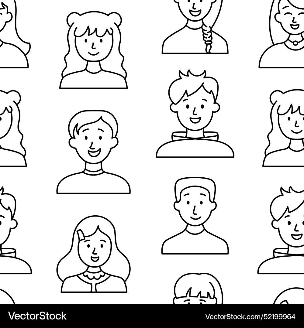 Kids different user profile coloring page Vector Image