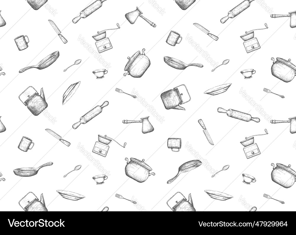 Kitchen utensils seamless pattern wallpaper Vector Image