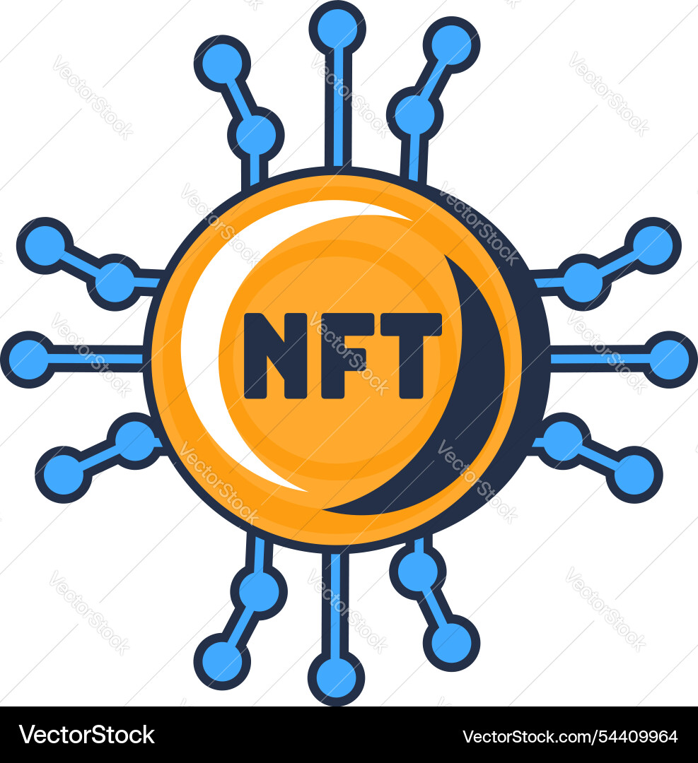 Multi colored shiny digital nft token icon Vector Image