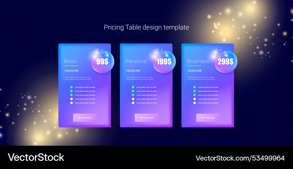 Price table concept design template Royalty Free Vector