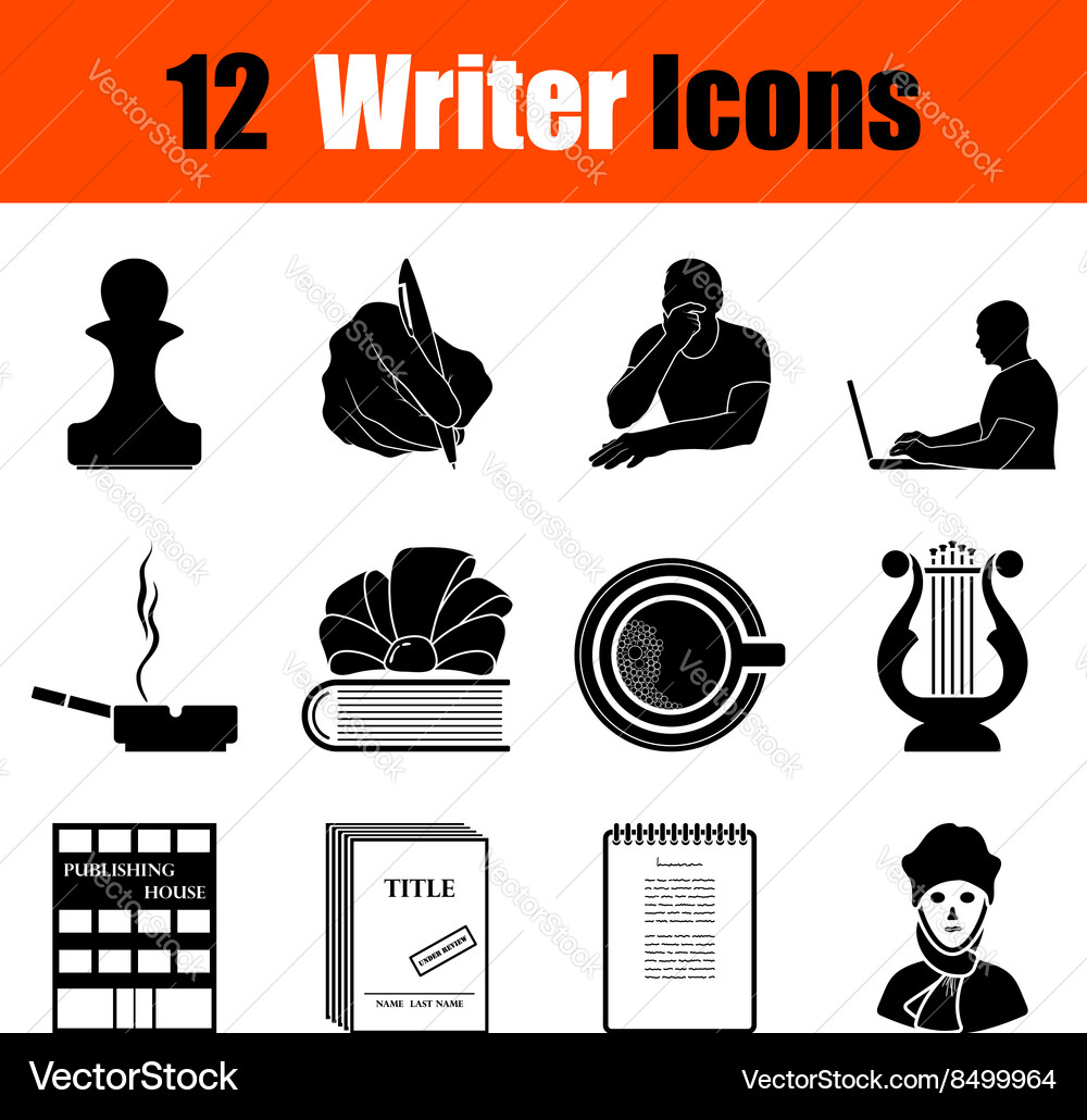 Satz von Schriftsteller-Icons Lizenzfreies Vektorbild
