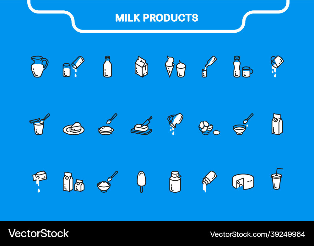 Simple icon line and fill set milk products Vector Image