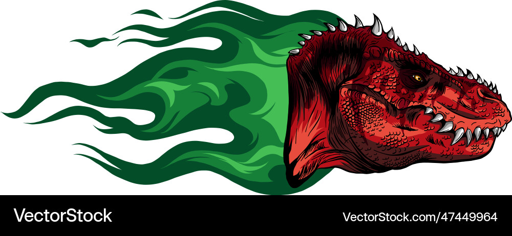 Tyrannosaurus rex with flame Royalty Free Vector Image