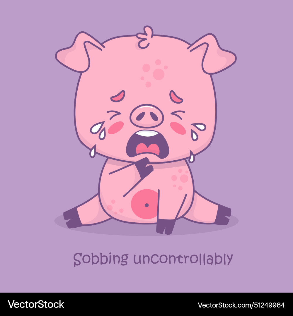 Unhappy sad pig with tear Royalty Free Vector Image