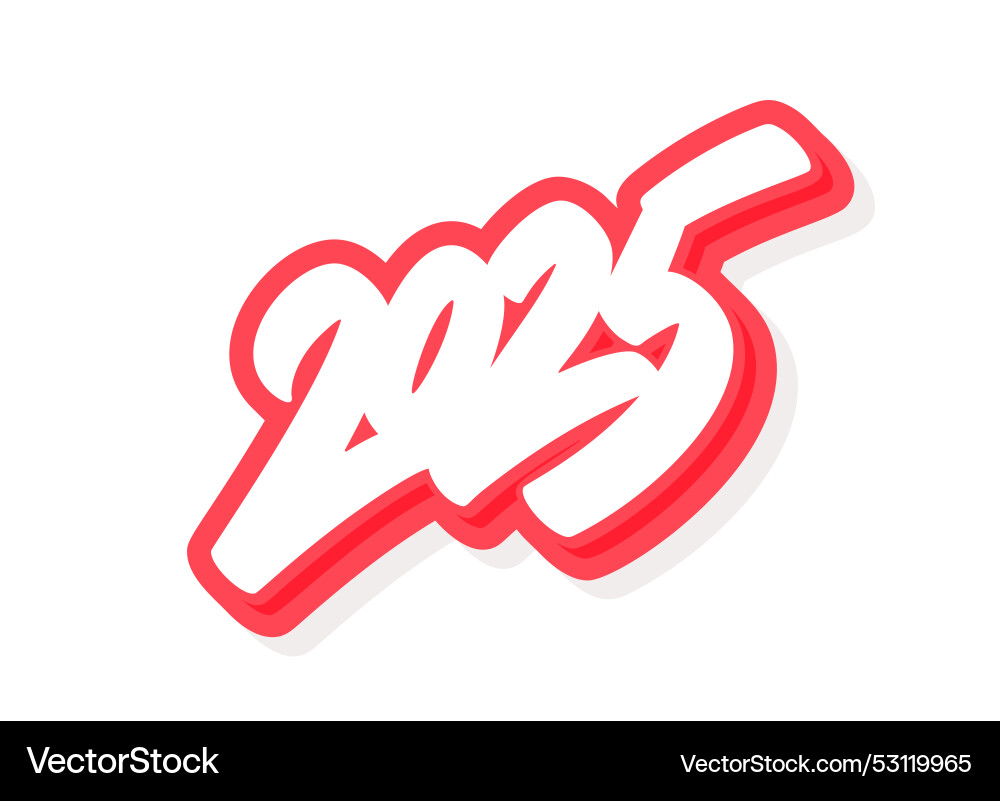 2025 year handwritten lettering red Royalty Free Vector