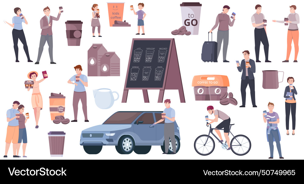 Coffee to go set Royalty Free Vector Image - VectorStock