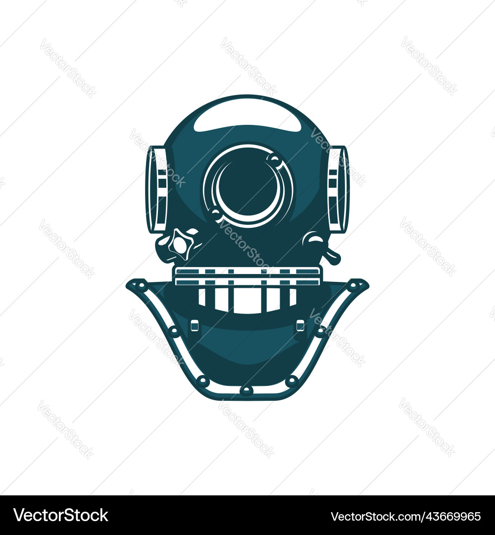 Diving helmet isolated retro scuba mask Royalty Free Vector