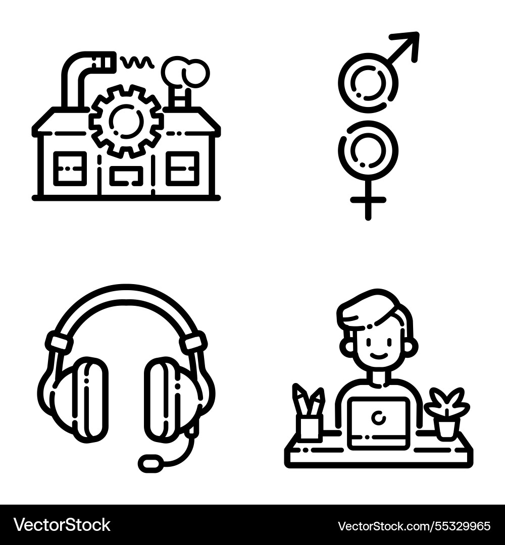 Essential flat icon set isolated on white Vector Image