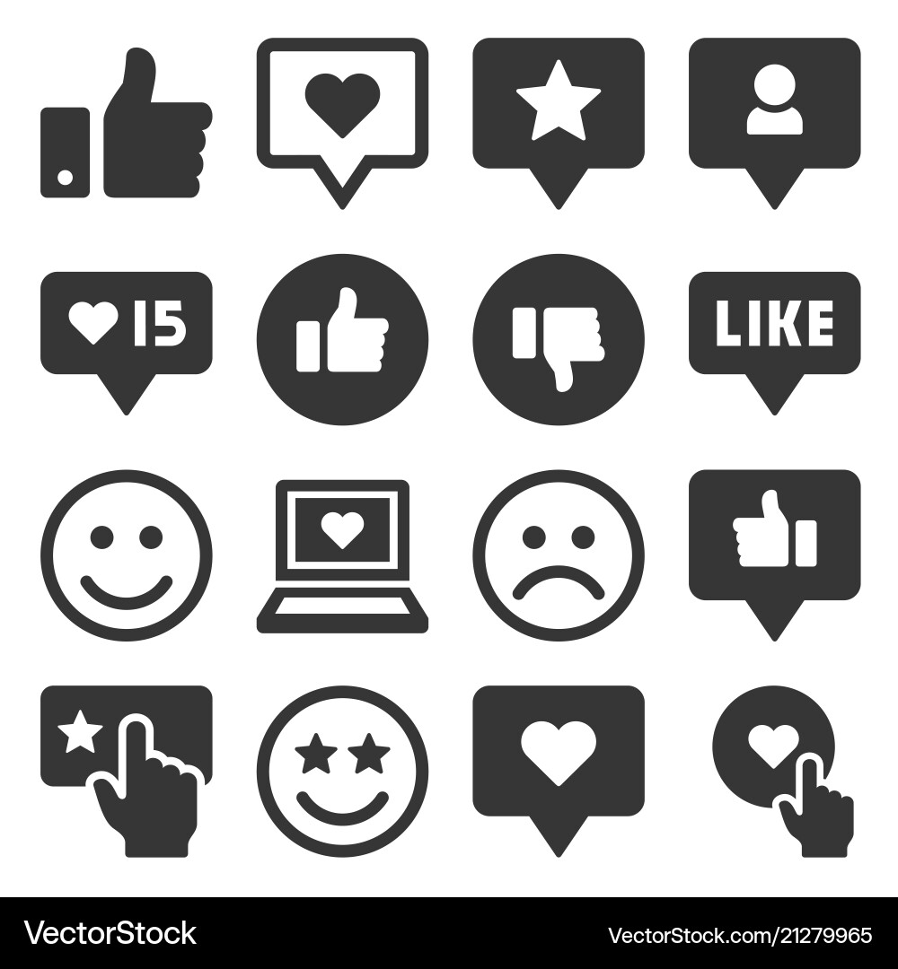 Feedback and like icons set Royalty Free Vector Image